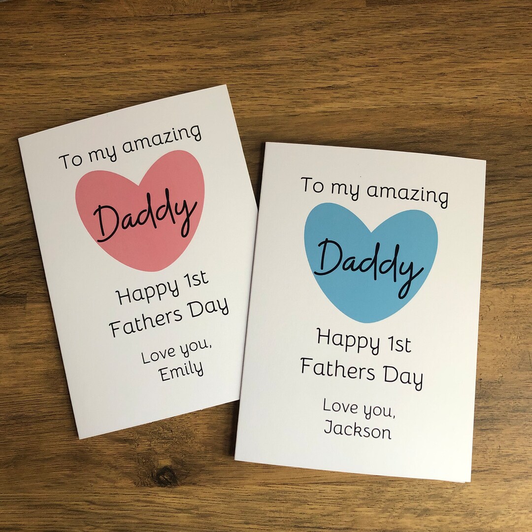Personalised 1st Father's Day Card, Pink or Blue, to My Amazing Daddy ...