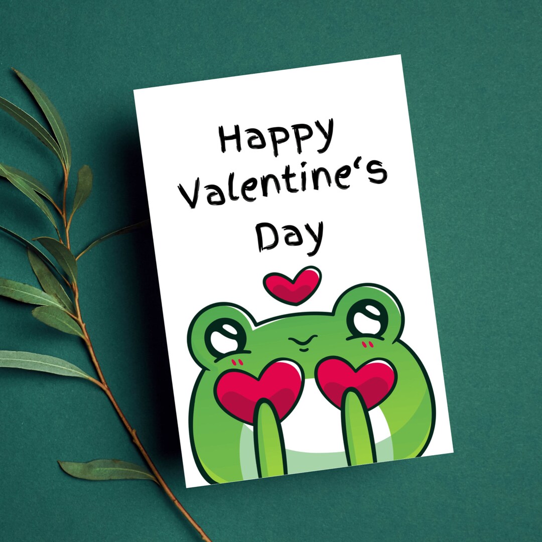 Cute Frog Valentines Day Card, Greeting Card, Valentine's. - Etsy