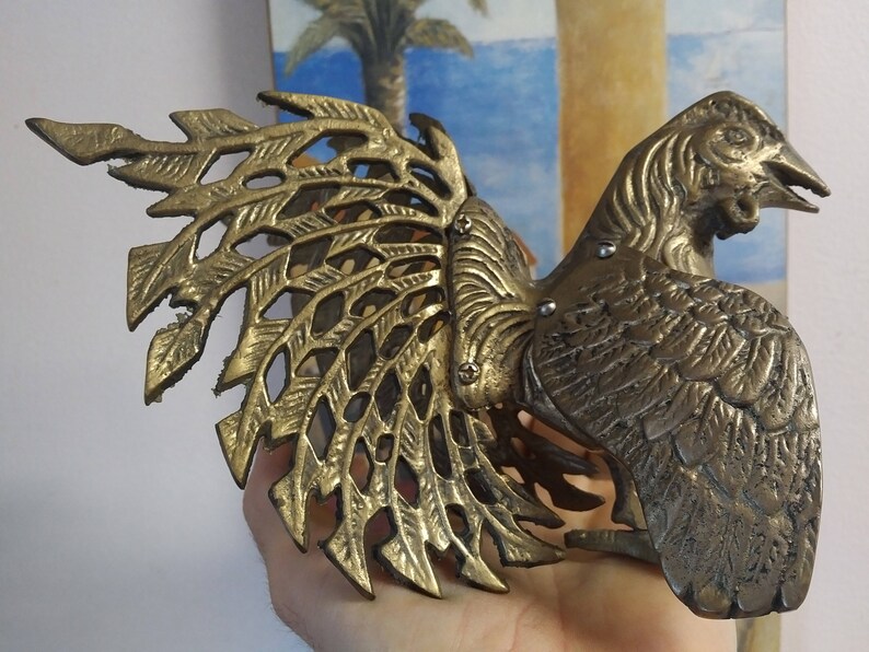 Feng Shui Brass Rooster Figurine Etsy
