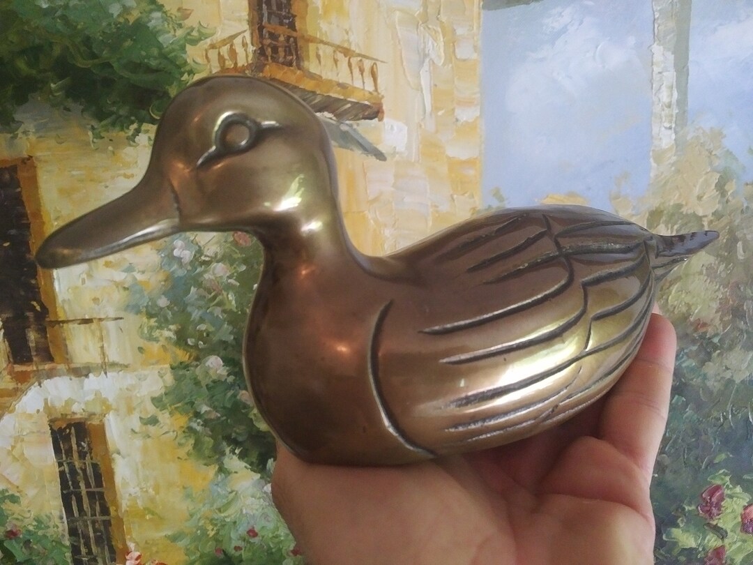 Antique LARGE BRASS DUCK - Etsy