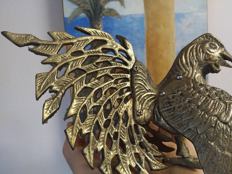 Feng Shui Brass Rooster Figurine Etsy