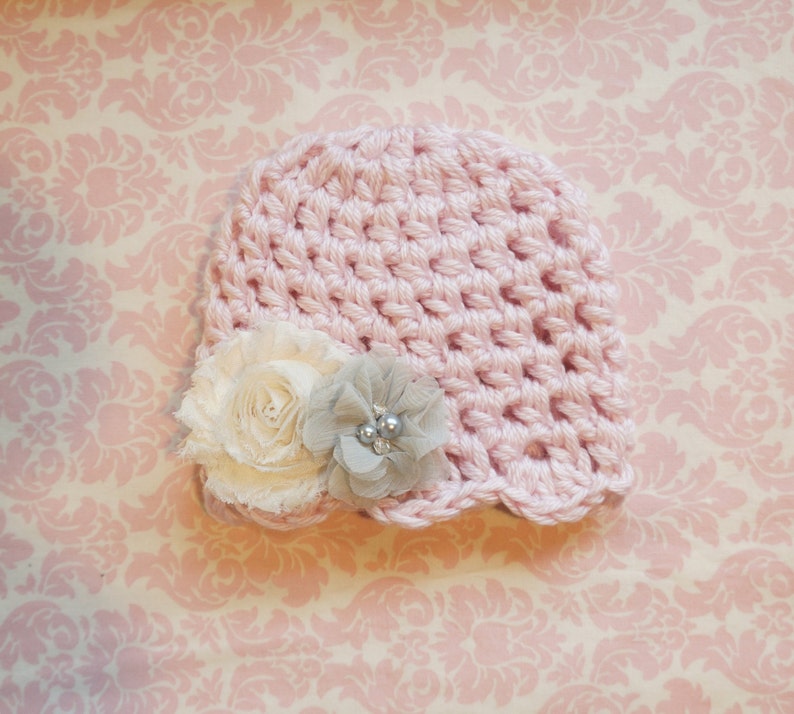 Light Pink Beanie With Scallop Edge/ Newborn Hat/ Baby Girl - Etsy