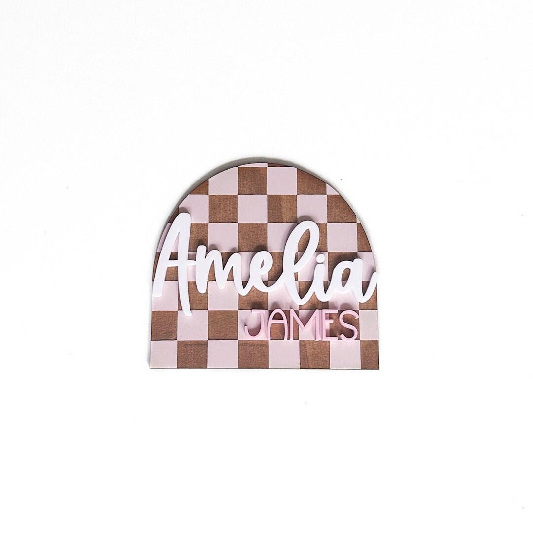 Birth Announcement Sign Checkered Newborn Name Sign/ Baby Name ...