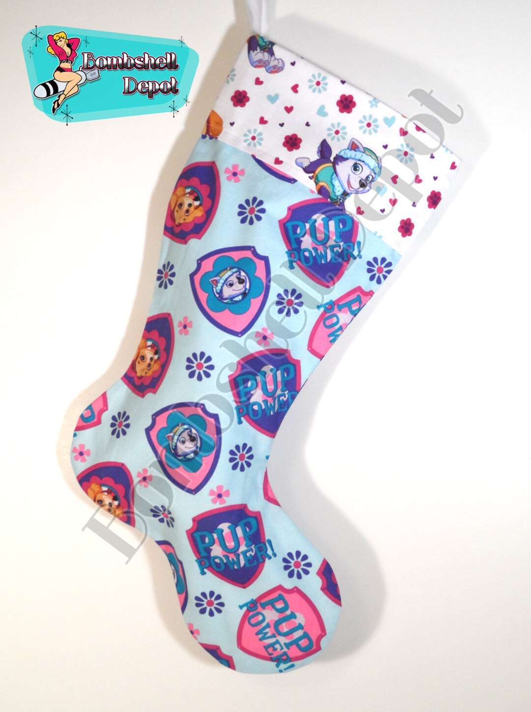 Handmade Paw Patrol Everest and Skye Fully Lined Christmas Stocking - Etsy