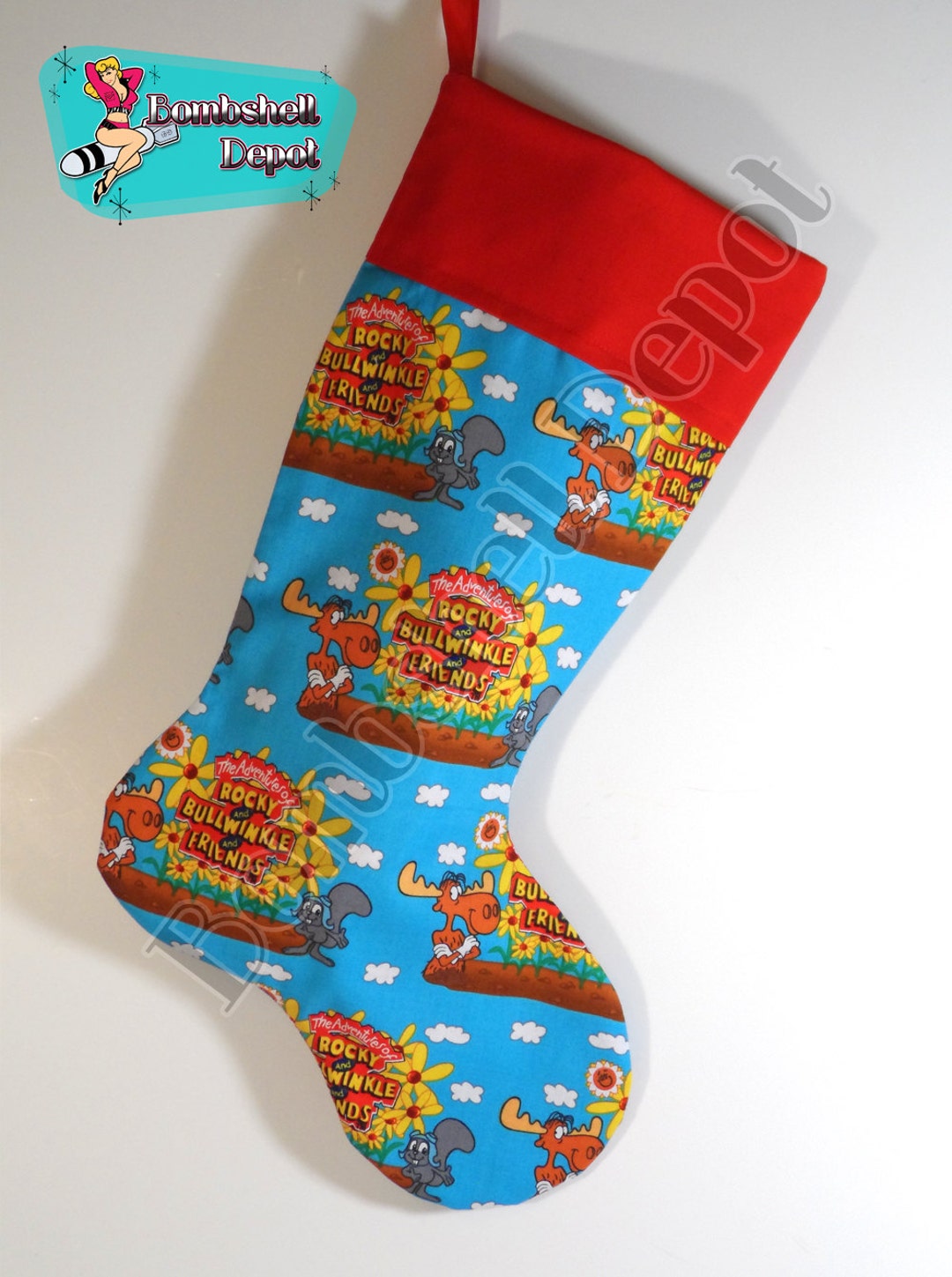 Handmade Rocky and Bullwinkle Fully Lined Christmas Stocking - Etsy