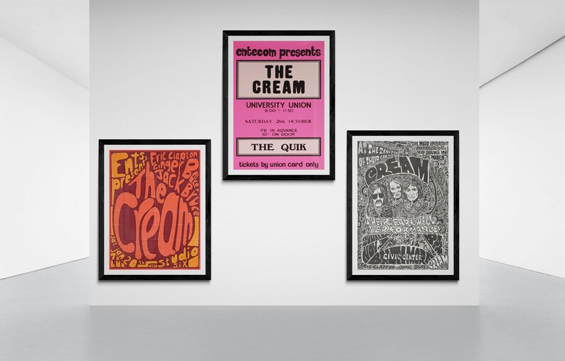 Cream Poster Collection Clapton Bruce Baker 1960s Concert Prints ...