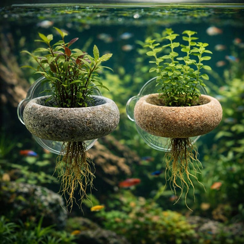 Aquarium Holder, Aquarium Planter, Suction Cup Fish Tank Planter ...