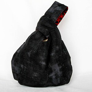 Japanese Knot Bag, Reversible, Project Bag, Red Brick Red, Black ...