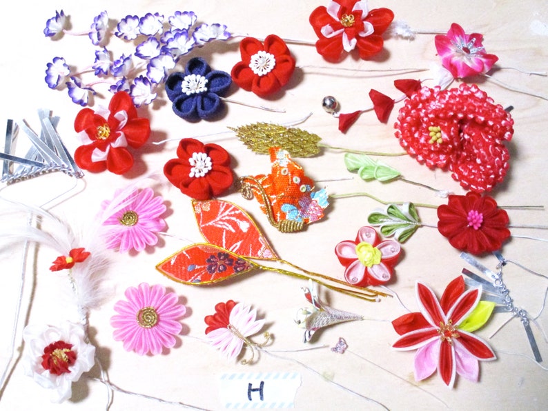 Lot Destash Vintage Japanese Silk Flower Kanzashi Millinery Flower H - Etsy
