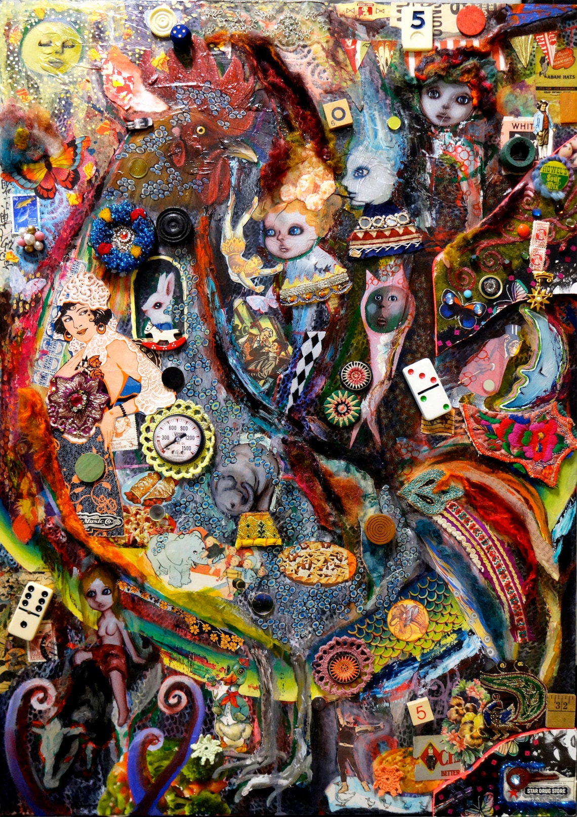 Original Mixed Media Collage Painting flying | Etsy