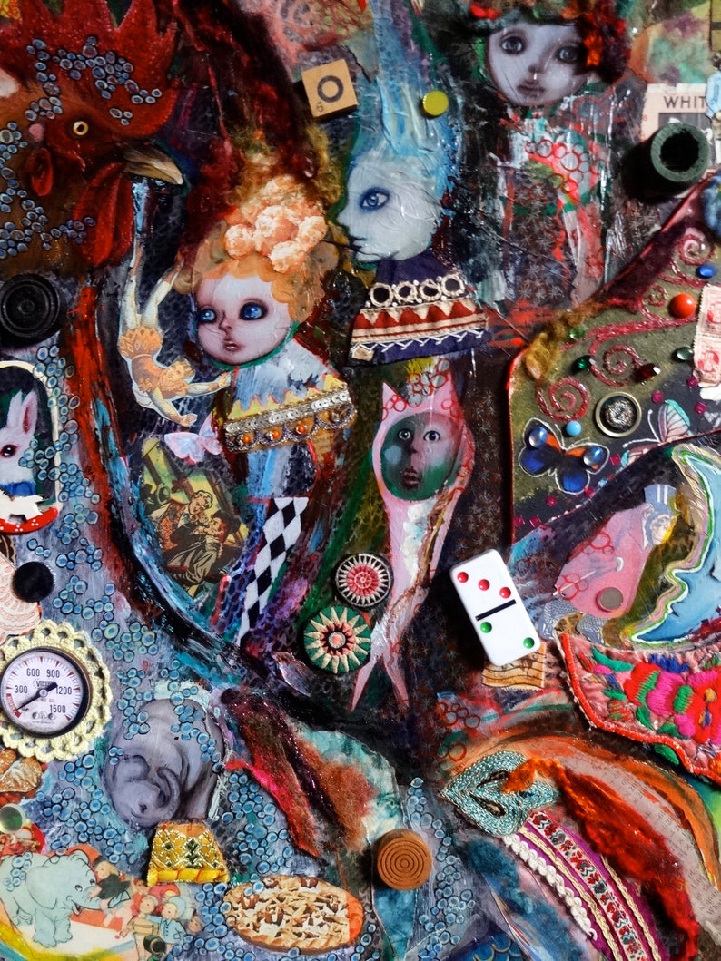 Original Mixed Media Collage Painting flying - Etsy