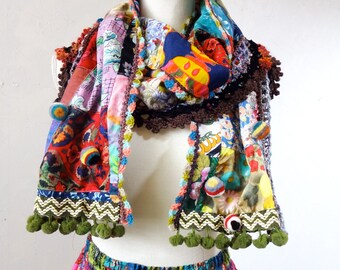 Crochet Patchwork Scarf - Etsy