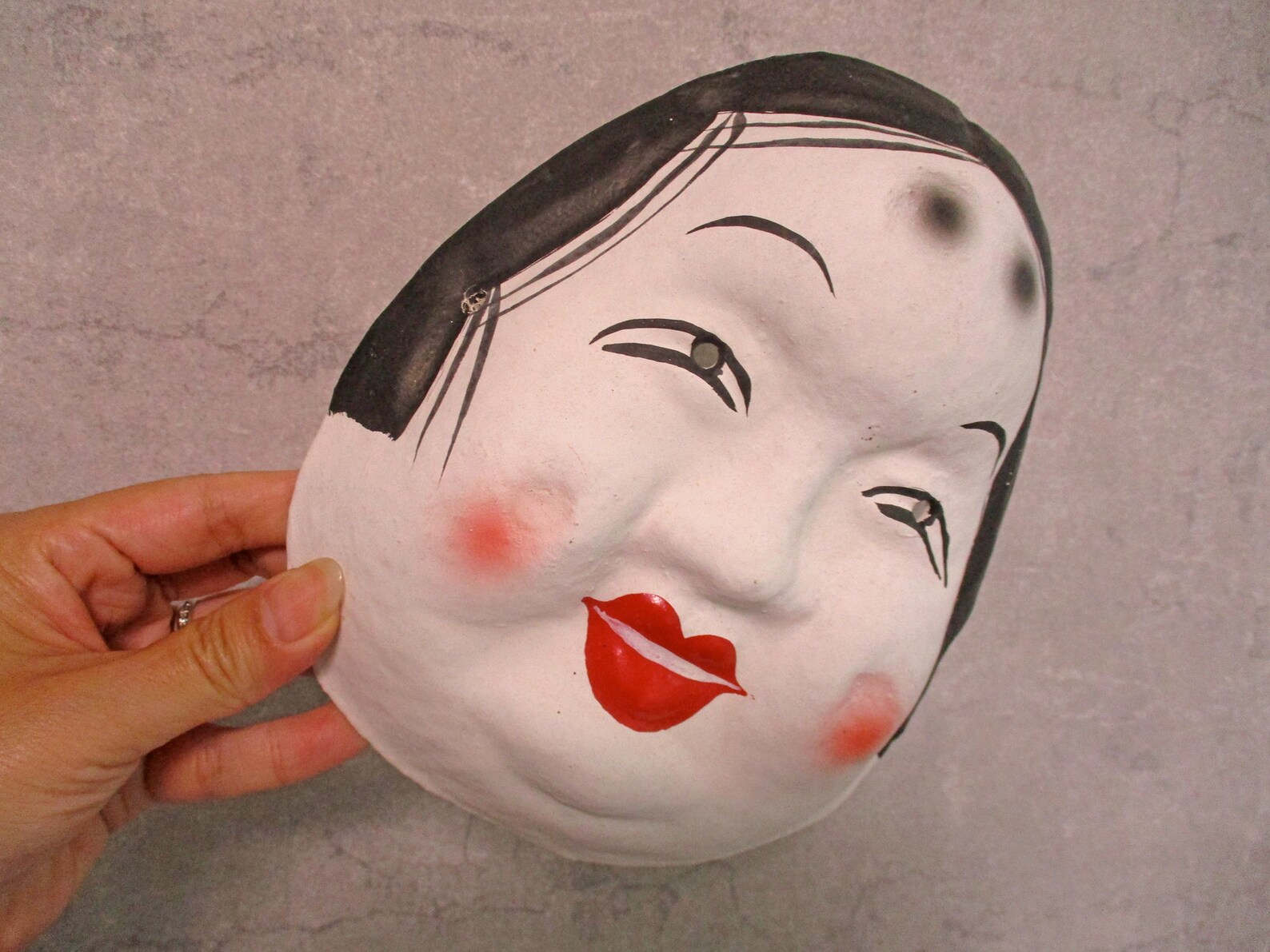 Vintage Japanese Mingei okame Paper Mache MASK - Etsy