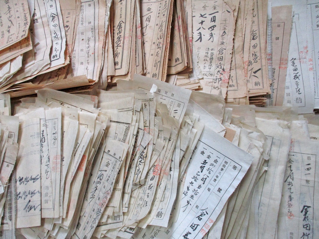 1885-1909s 30pc Antique Japanese Receipt Paper Ephemera Scrap Assorted ...