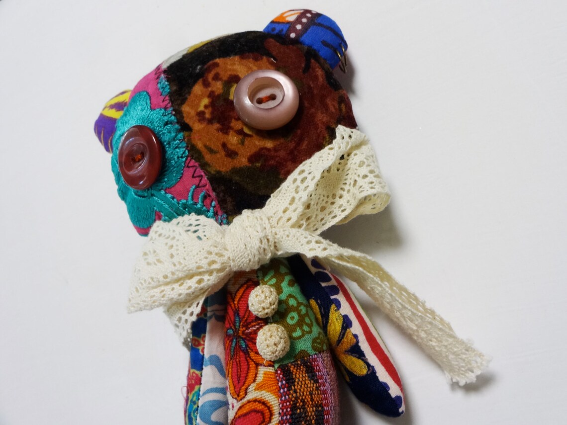 Handmade Vintage Fabric Patchwork Cotton Teddy Bear Stuffed - Etsy