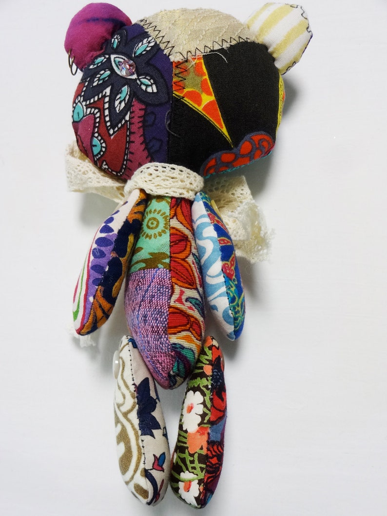 Handmade Vintage Fabric Patchwork Cotton Teddy Bear Stuffed - Etsy