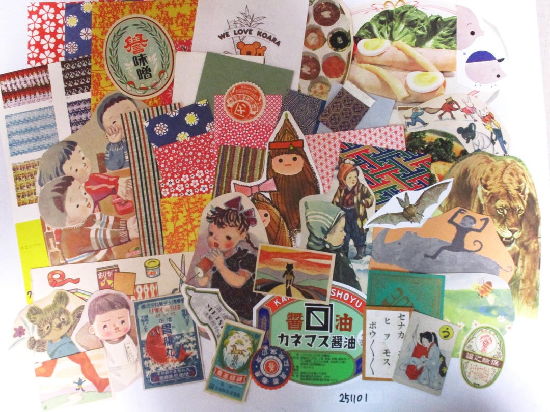 1920 to 60s 50pc Vintage Japanese Cut Out Paper Ephemera Washi Papers ...