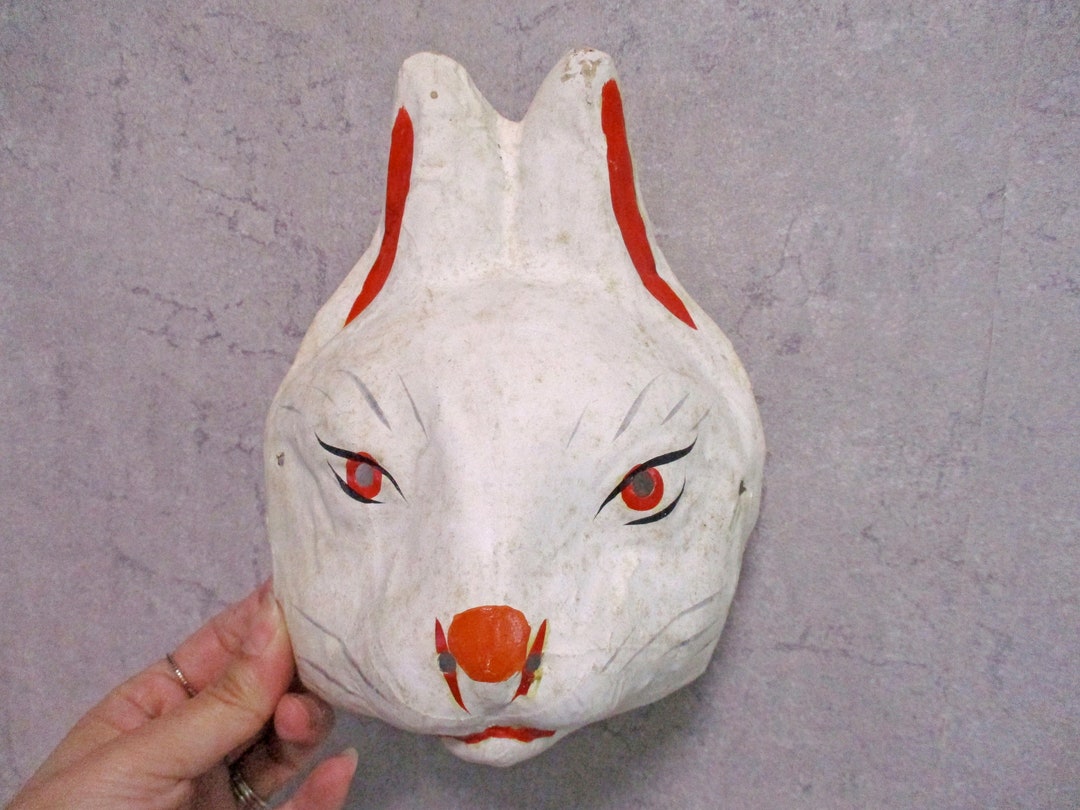 Vintage Japanese Mingei rabbit Paper Mache MASK Wall Deco - Etsy