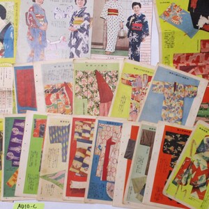 1920 to 50s 20pages Vintage Japanese Book KIMONO Paper Ephemera Collage ...