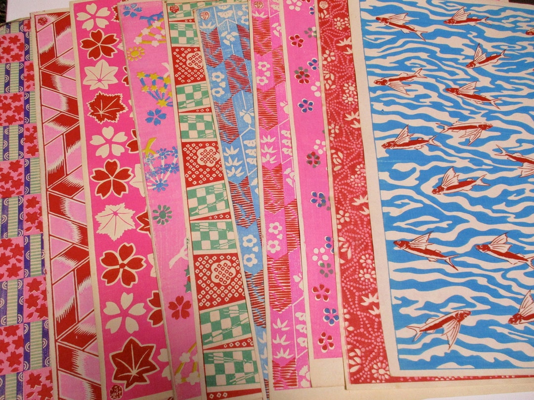 10sheet Antique Japanese Woodblock Chiyogami Washi Papers - Etsy