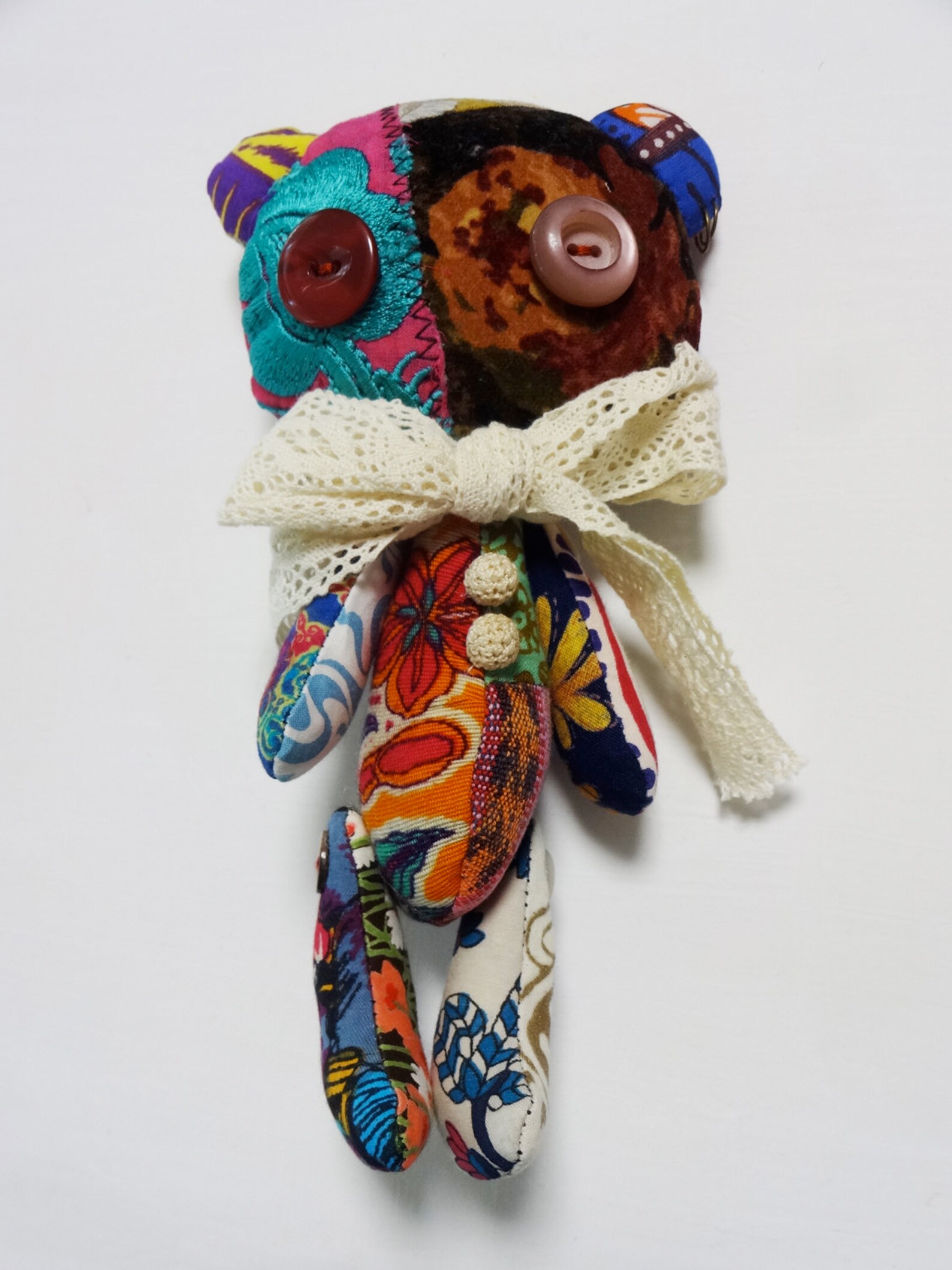 Handmade vintage fabric Patchwork Cotton Teddy Bear Stuffed | Etsy