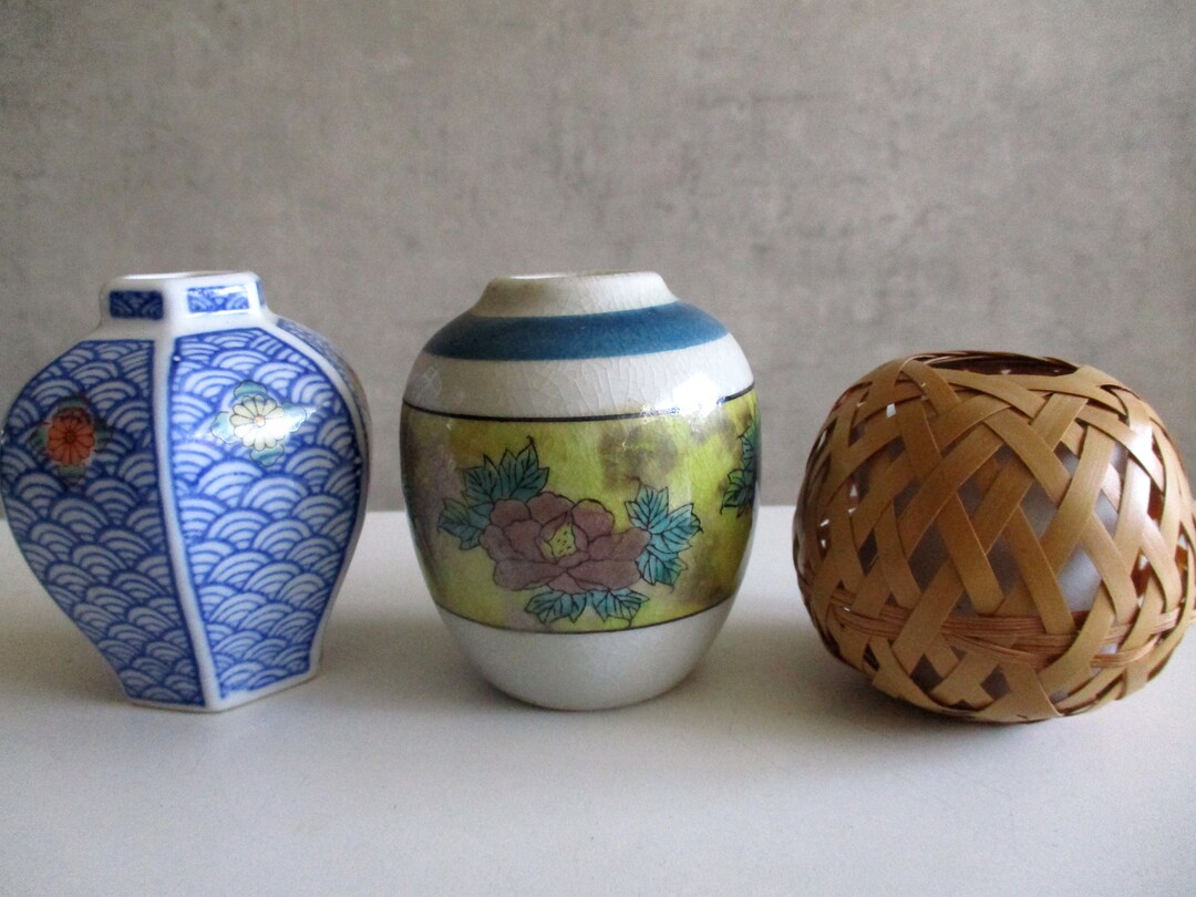 3 Japanese Vintage Ceramic Miniature Flower Vase Pots - Etsy