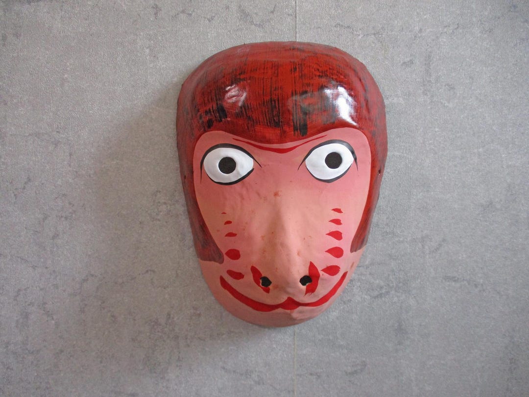 Vintage Japanese Mingei monkey Paper Mache MASK Wall Deco - Etsy