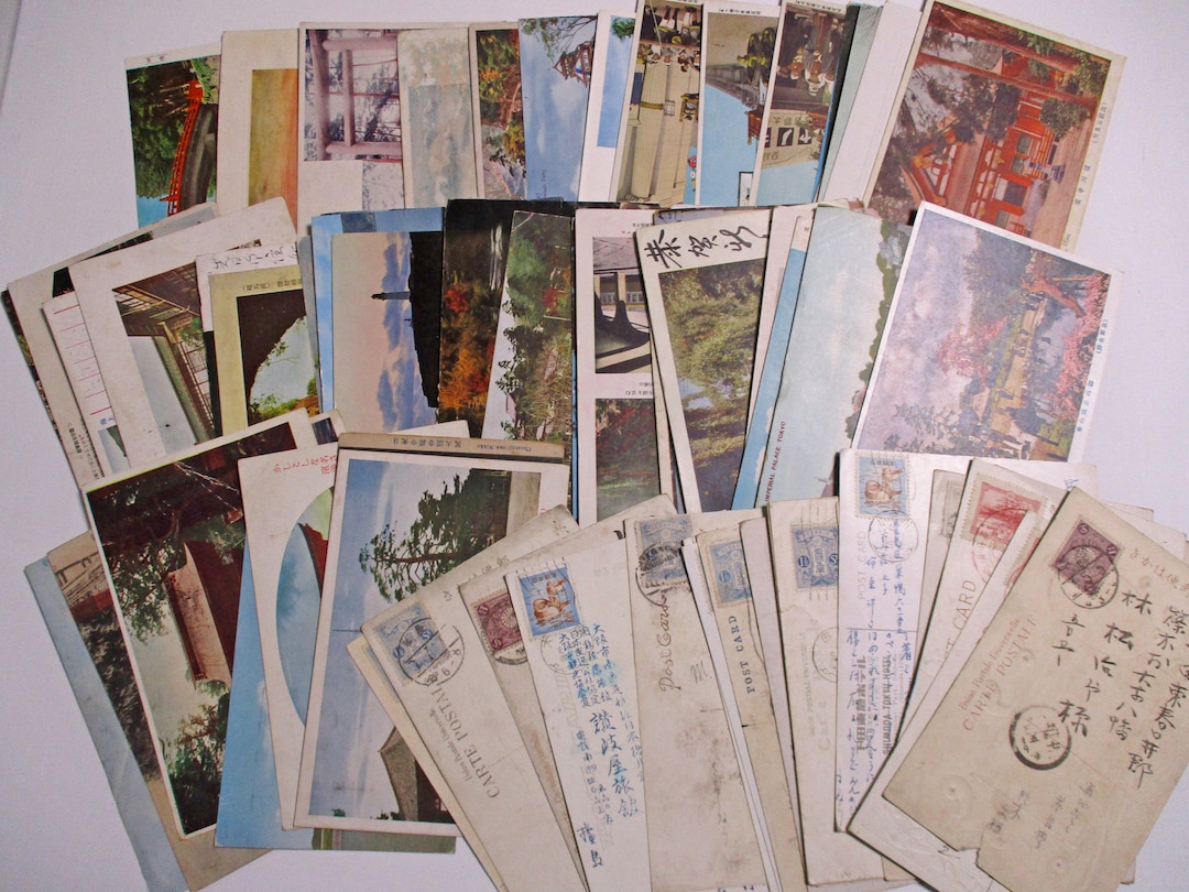 Used 10vintage Japanese Color Postcards Collage Paper Ephemera Random ...