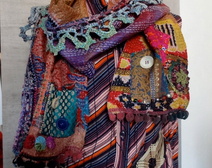 New Patchwork Bohemian Gypsy Ethnic Silk Kantha Multi Color Scarf - Etsy