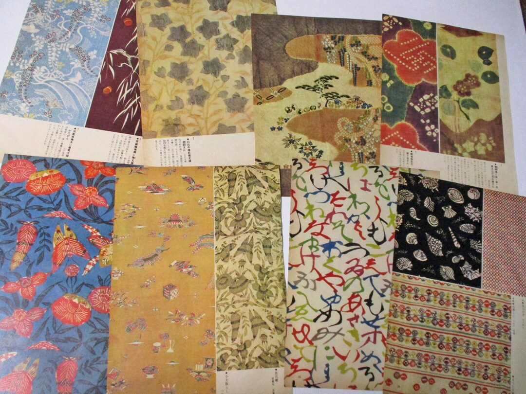 1970s 8pages Vintage Japanese Cut Out Paper Ephemera Collage Scrap Pack ...