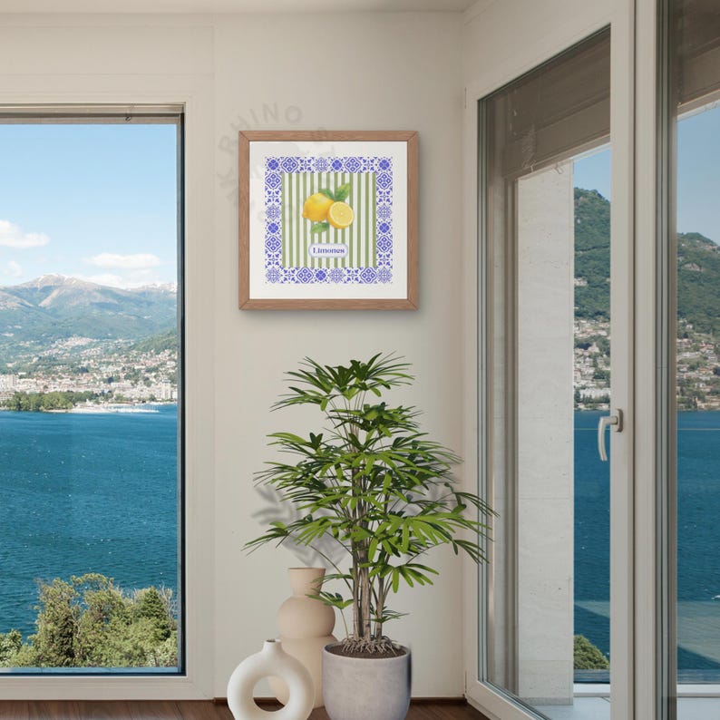 Spanish Square Blue Tile Print | Lemon Wall Art | Typography Poster ...