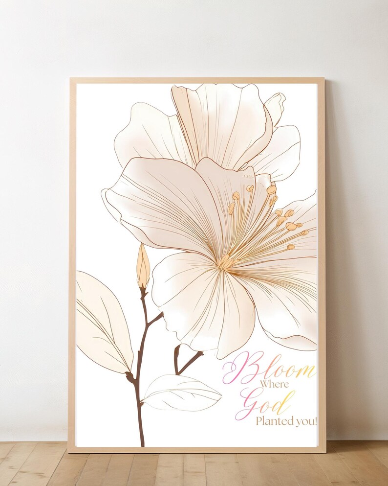Floral Scripture Print | Inspirational Christian Wall Art (digital ...