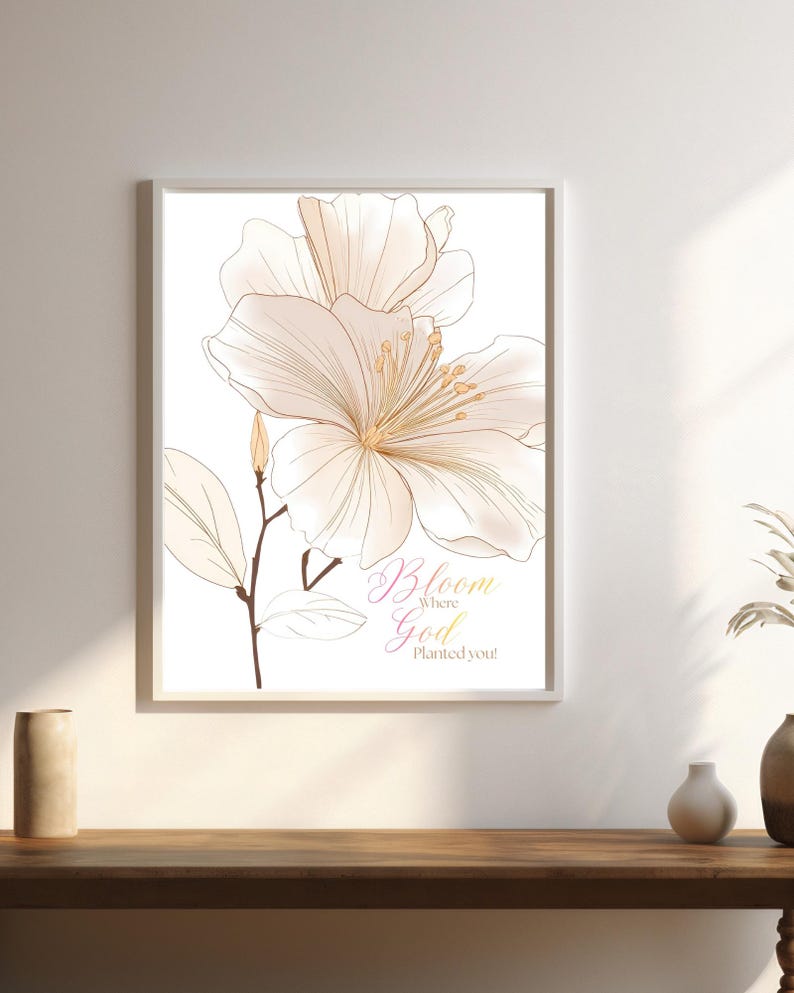 Floral Scripture Print | Inspirational Christian Wall Art (digital ...