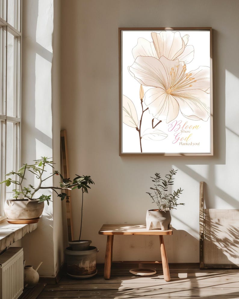 Floral Scripture Print | Inspirational Christian Wall Art (digital ...
