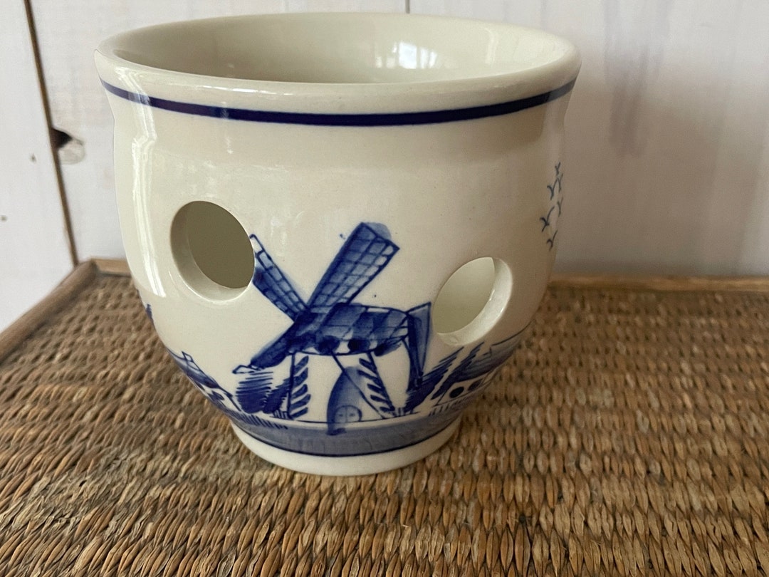 Delft Style Blue and White Planter, Blue and White Orchid Pot, Delft ...