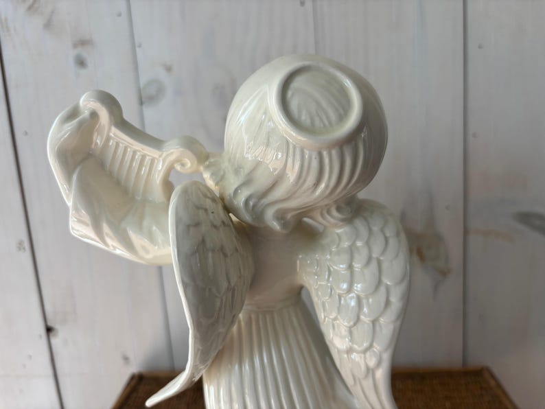 Vintage Large Ceramic Angel, Atlantic Mold Angel With Harp, Christmas ...