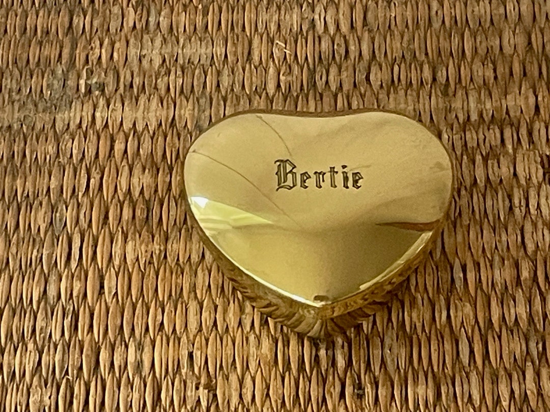 Brass Heart Box, Monogrammed Brass Heart Box, Jewelry Box, Gift for Bertie, Bertie Monogram ...