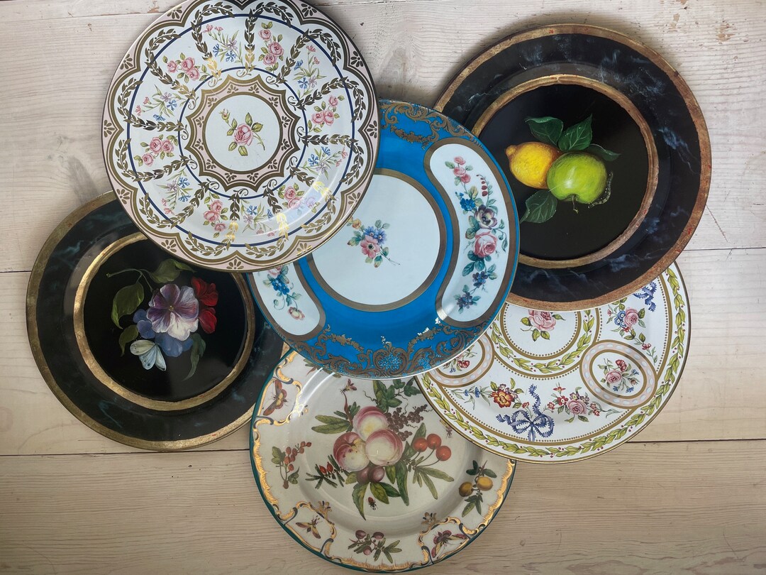 Vintage English Tin Plates, Six English Plates, Mismatched English ...