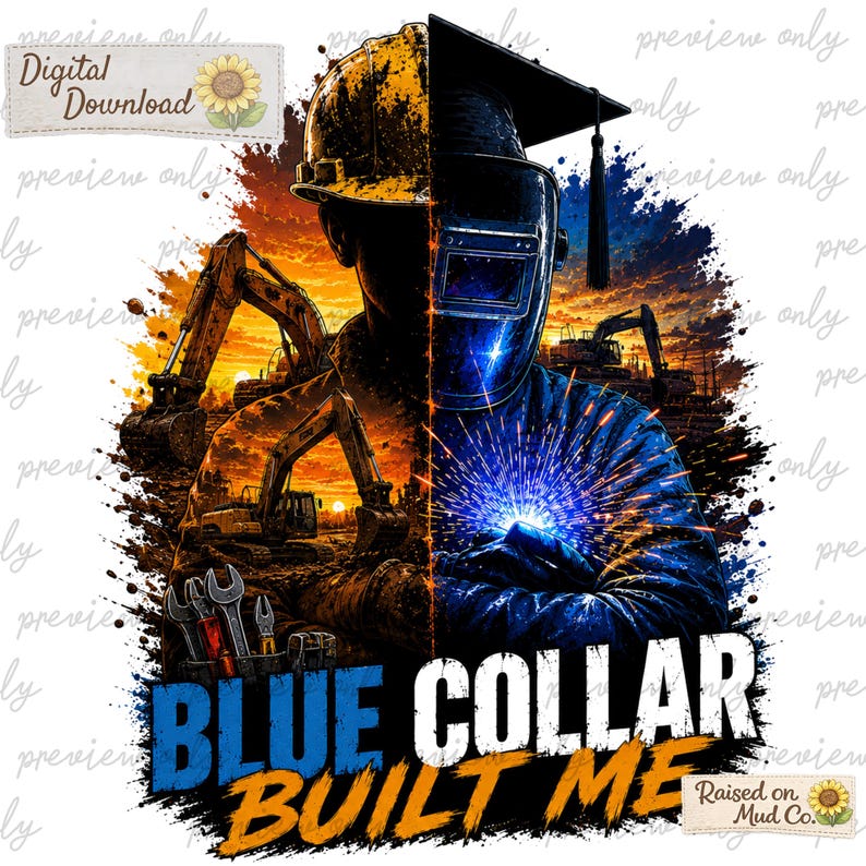 Blue Collar Graduation PNG, Welder Construction Sublimation Transfer ...