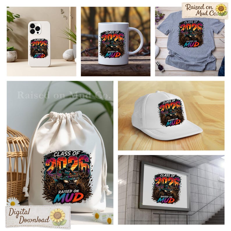 Class of 2026 ATV Mudding Art, Sunset Quad Design (PNG Digital Download ...