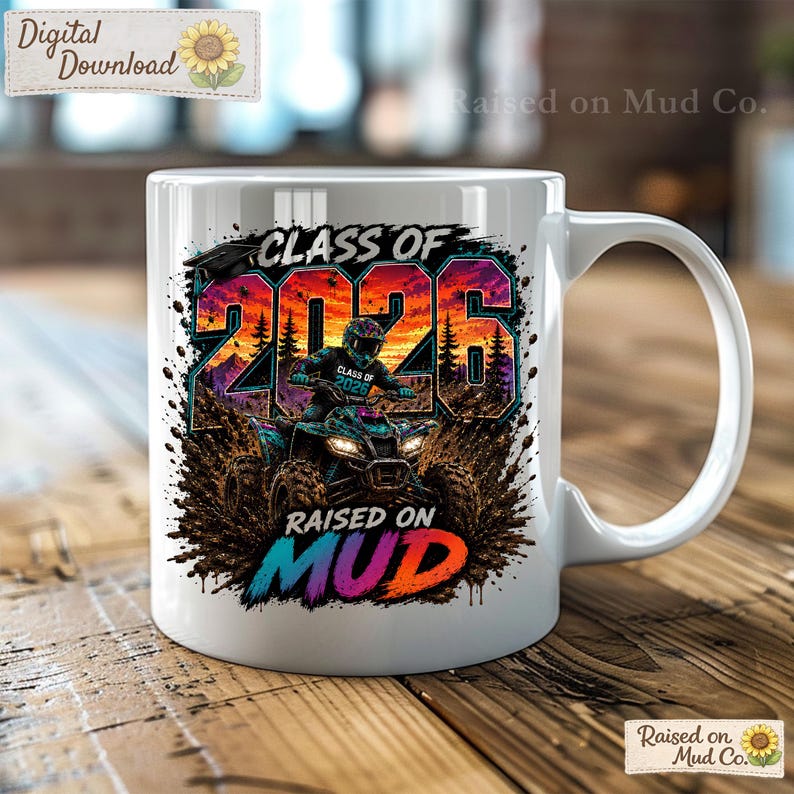 Class of 2026 ATV Mudding Art, Sunset Quad Design (PNG Digital Download ...