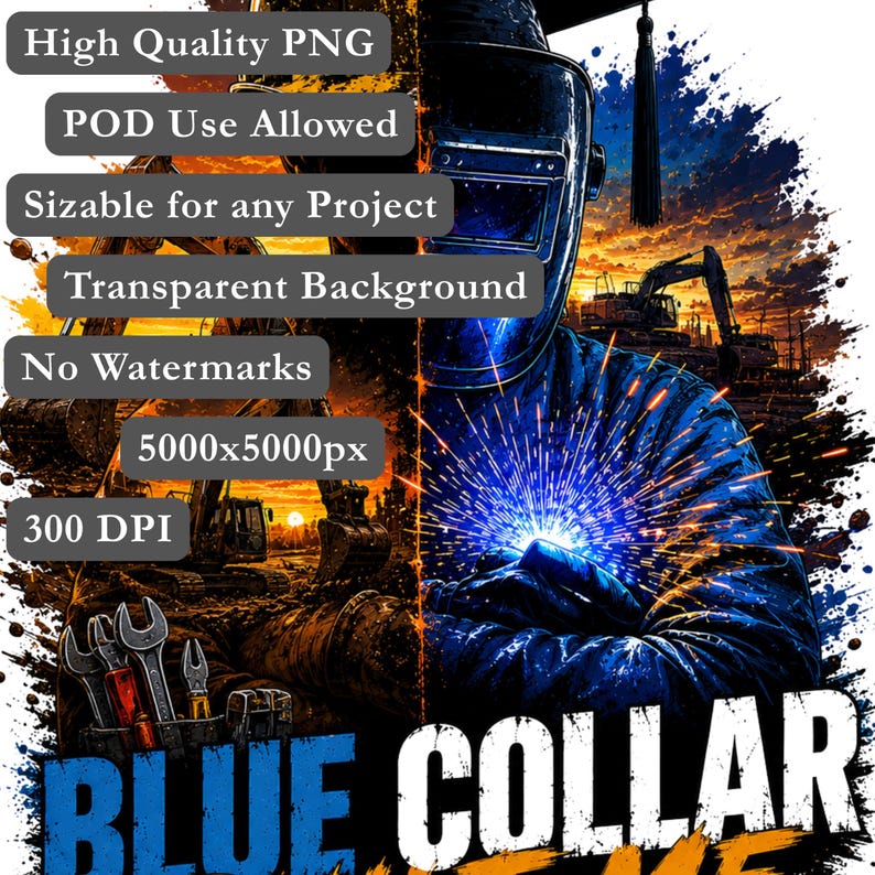 Blue Collar Graduation PNG, Welder Construction Sublimation Transfer ...