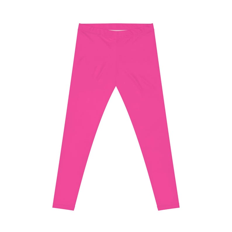 Stretch-dragonfruit Pink Color Print Ladies Poly-span Casual Leggings ...