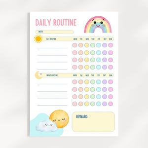 Kids Daily Routine Printable, Daily Checklist, Digital Download A4 ...