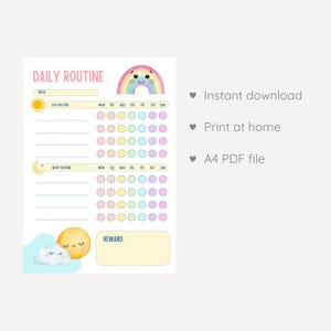Kids Daily Routine Printable, Daily Checklist, Digital Download A4 ...