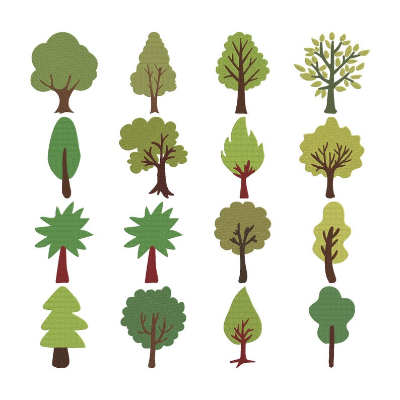 Tree Machine Embroidery Designs, Set of 15, Instant Download - Etsy
