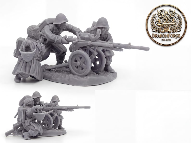 WWII Winter Danish Madsen 20mm Gun | 28mm Scale Miniature Team | Bolt ...