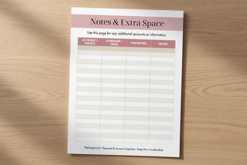 Printable Password Account Organizer, Login Tracker, Subscription ...