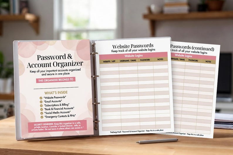 Printable Password Account Organizer, Login Tracker, Subscription ...