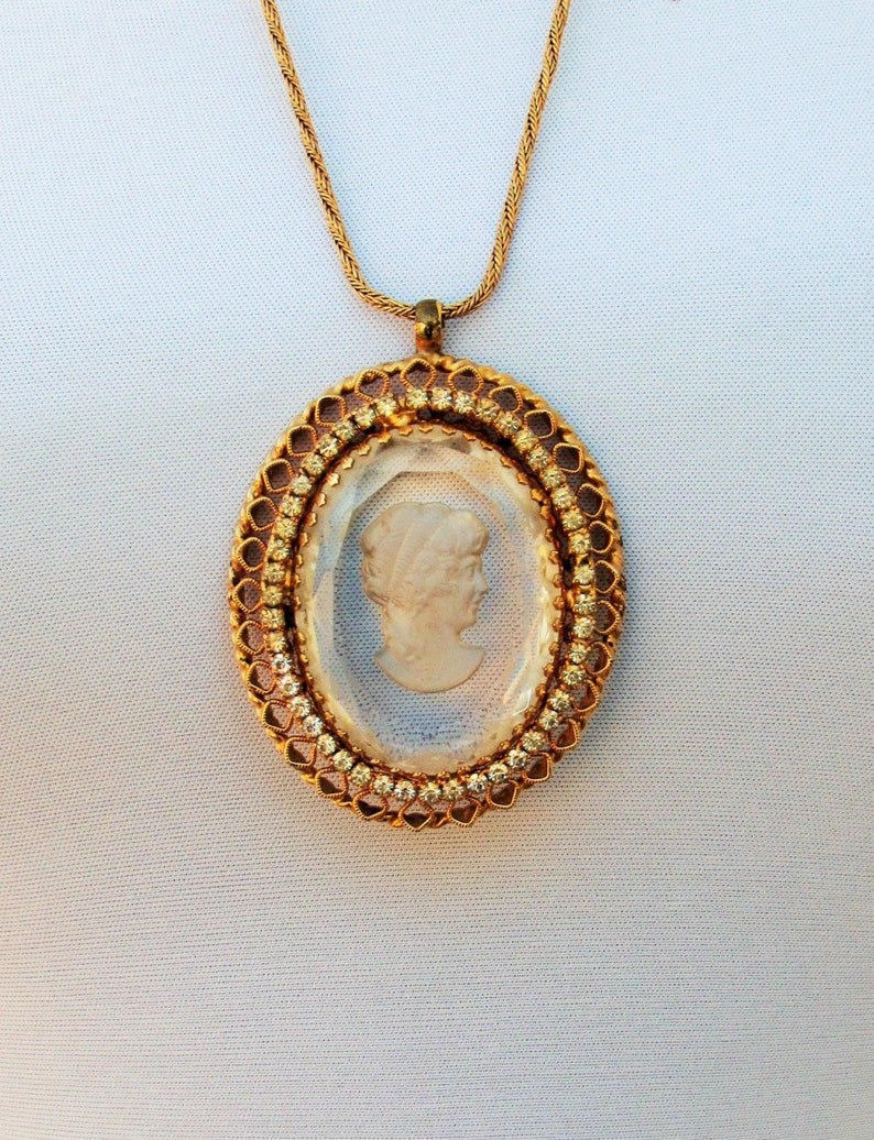 Vintage Intaglio Cameo Pendant C.1960's Reverse Carved - Etsy